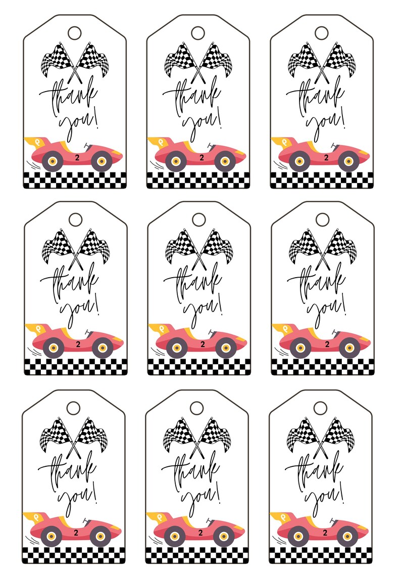 Thank You Tags, Car Themed Birthday, Car Birthday, Two Fast Birthday ...