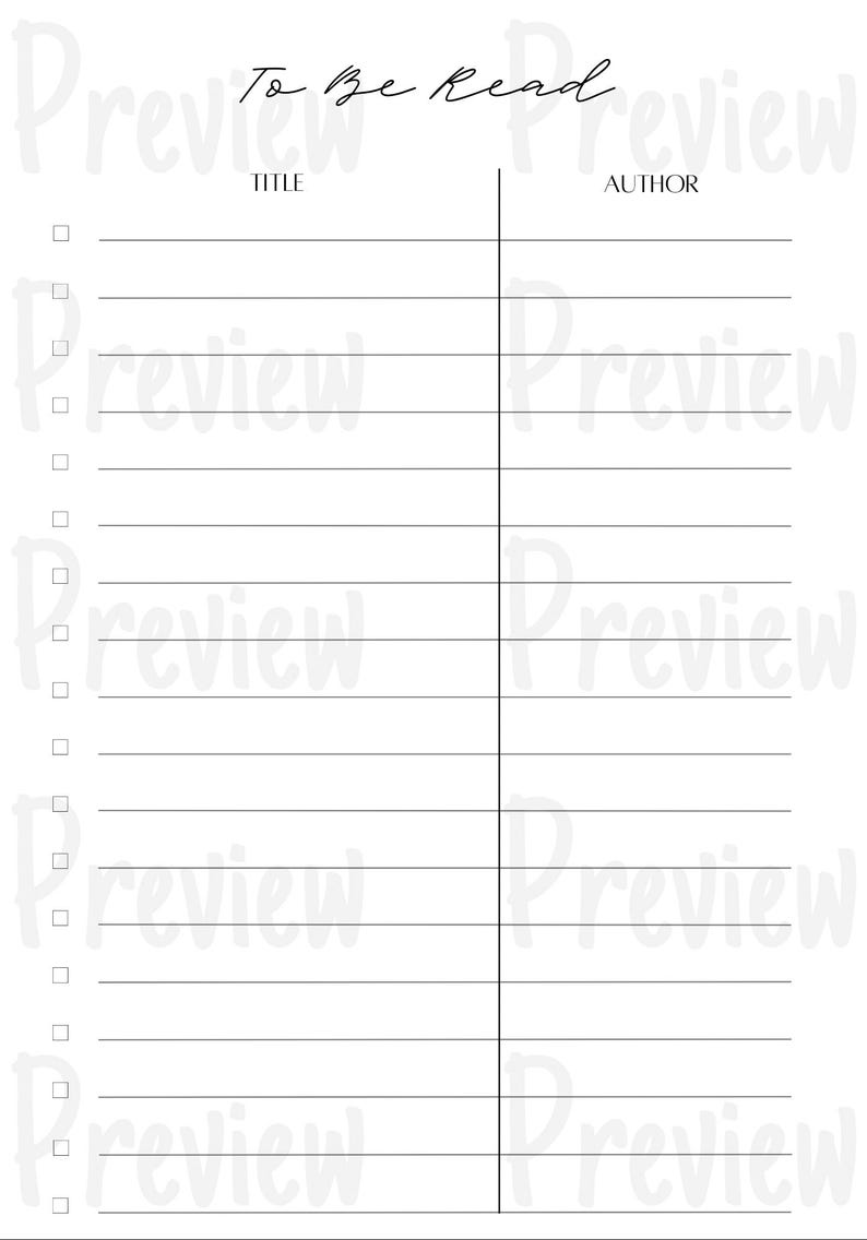 TBR Template - Etsy