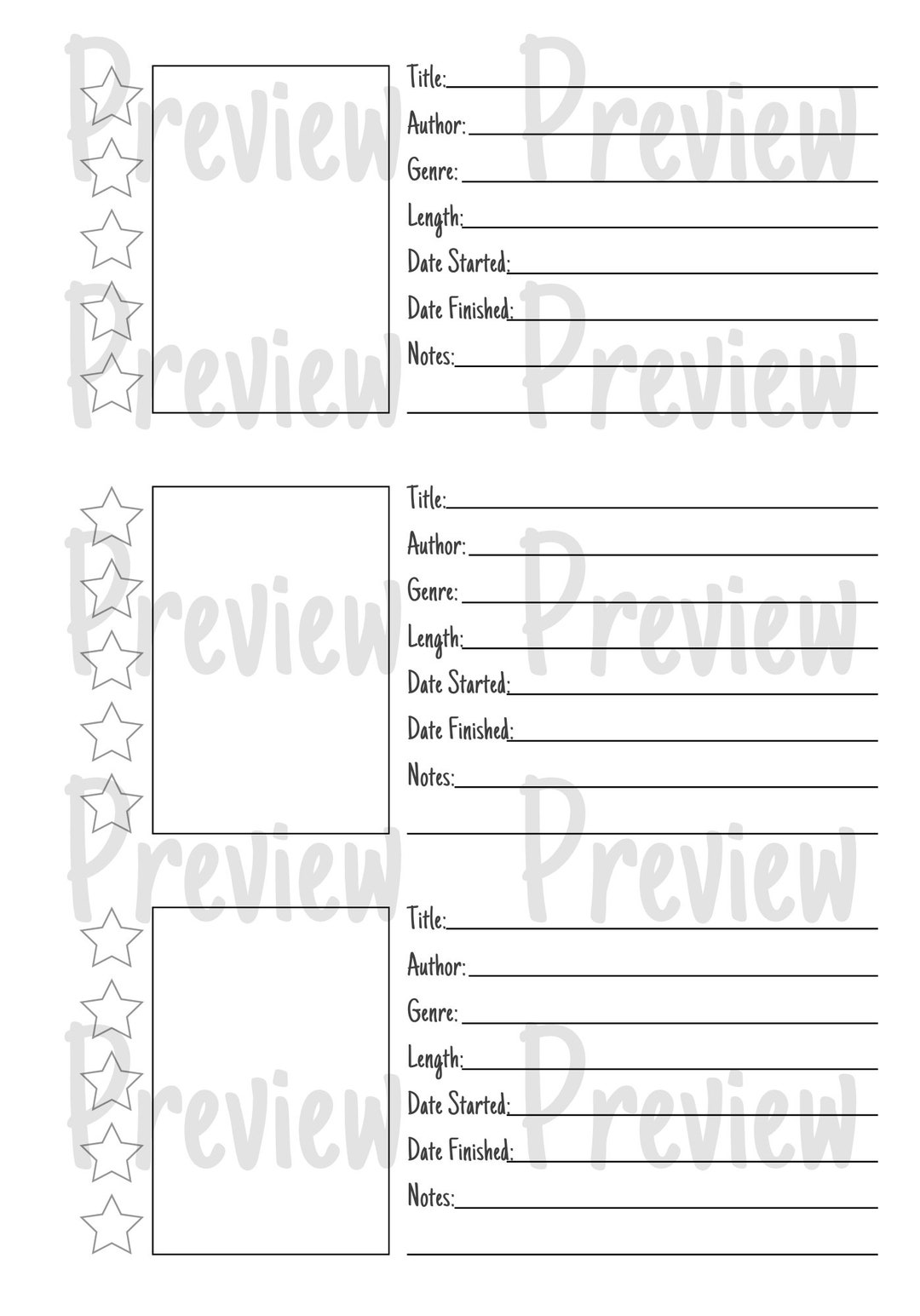 Book Rating Template - Etsy