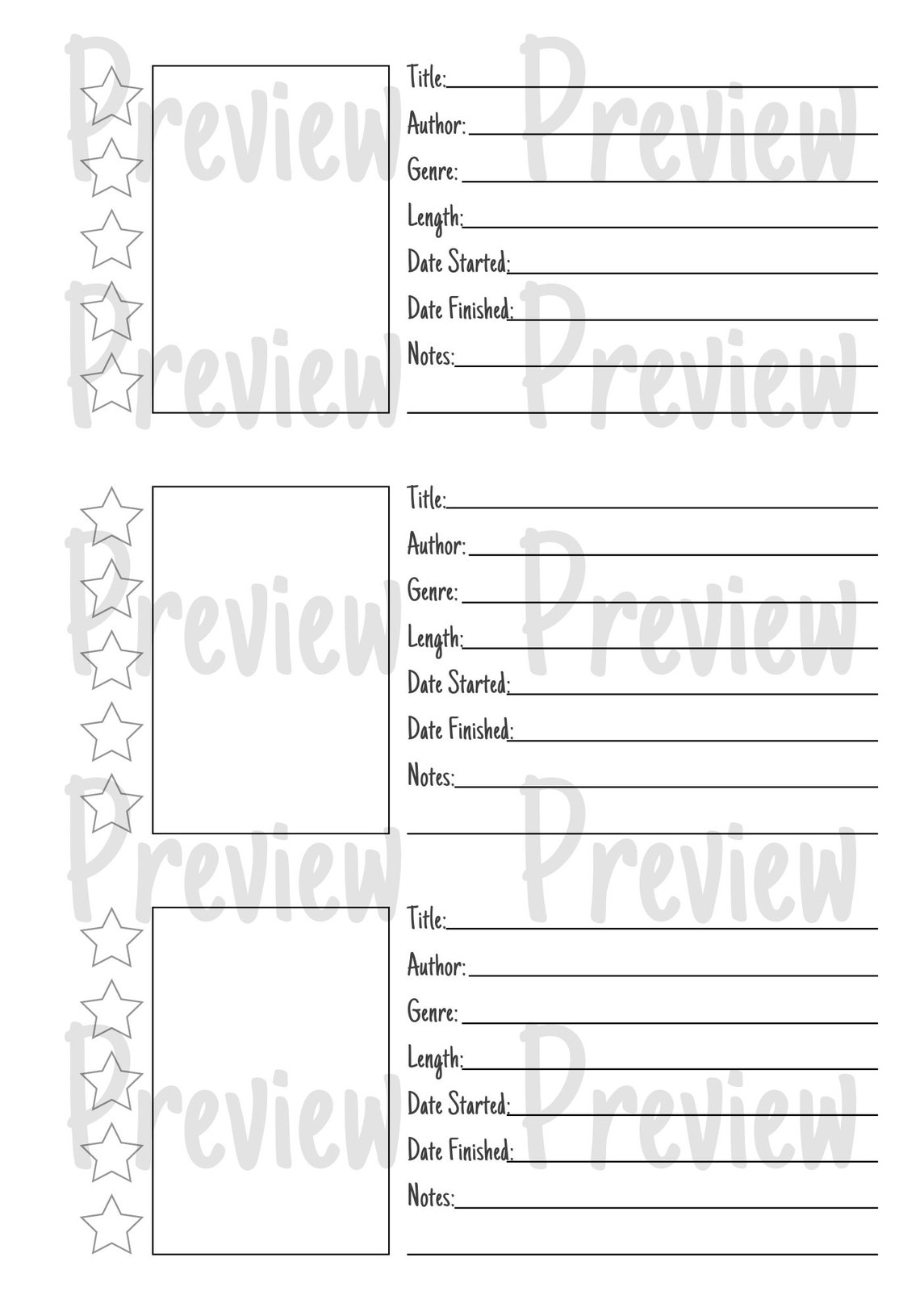 Book Rating Template - Etsy