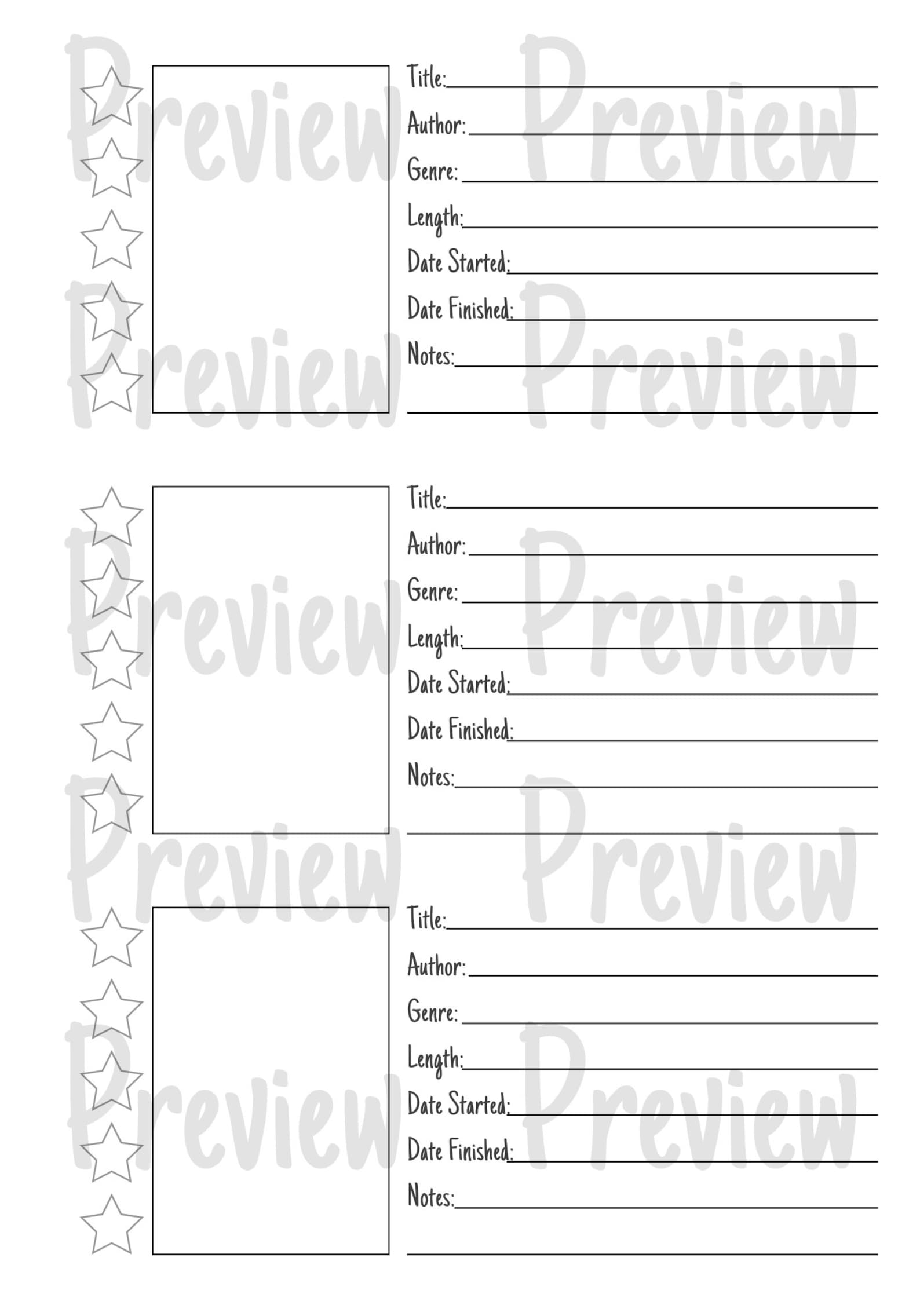 Book Rating Template - Etsy
