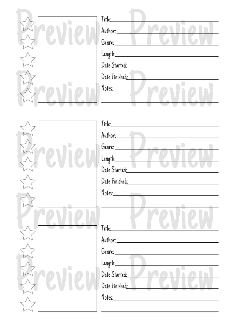 Book Rating Template - Etsy