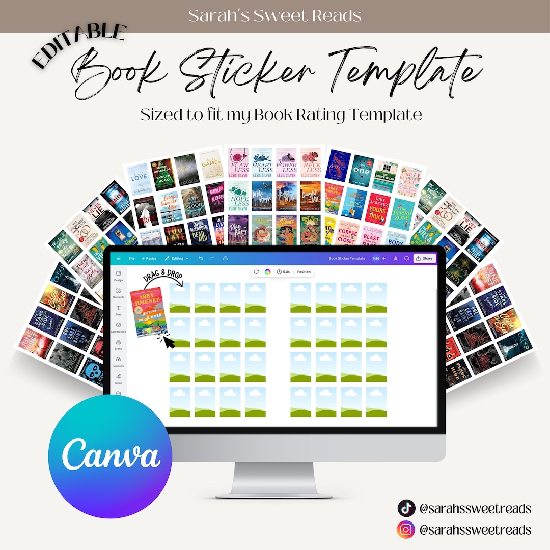 Editable Canva Book Sticker Template - Etsy
