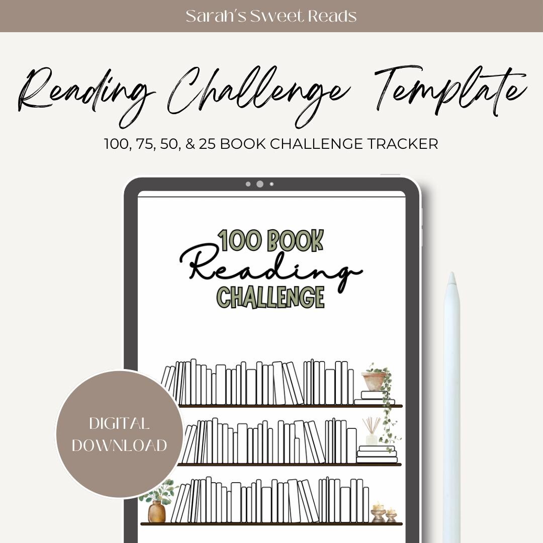 Book Reading Challenge Tracker - 100, 75, 50 & 25 - Etsy