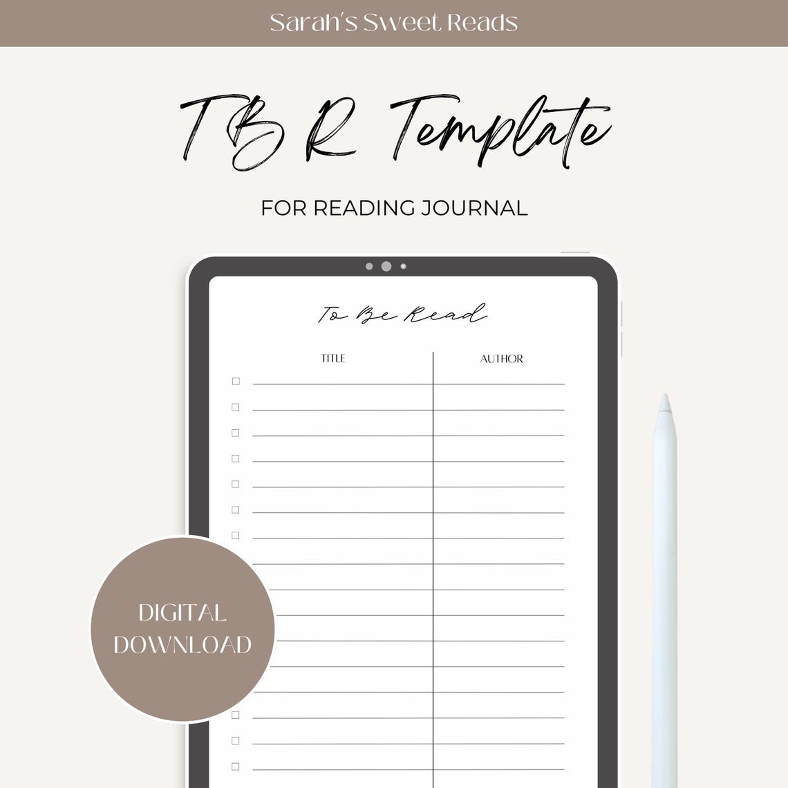 TBR Template - Etsy