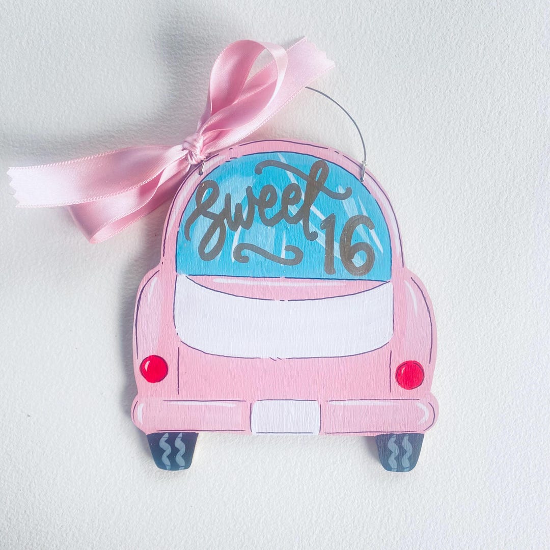 Sweet 16 Ornament - Car Ornament - 16th Birthday Ornament - Pink Car ...