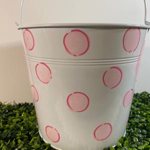 Personalized Painted Metal Easter Basket With Vintage Font and Polka ...