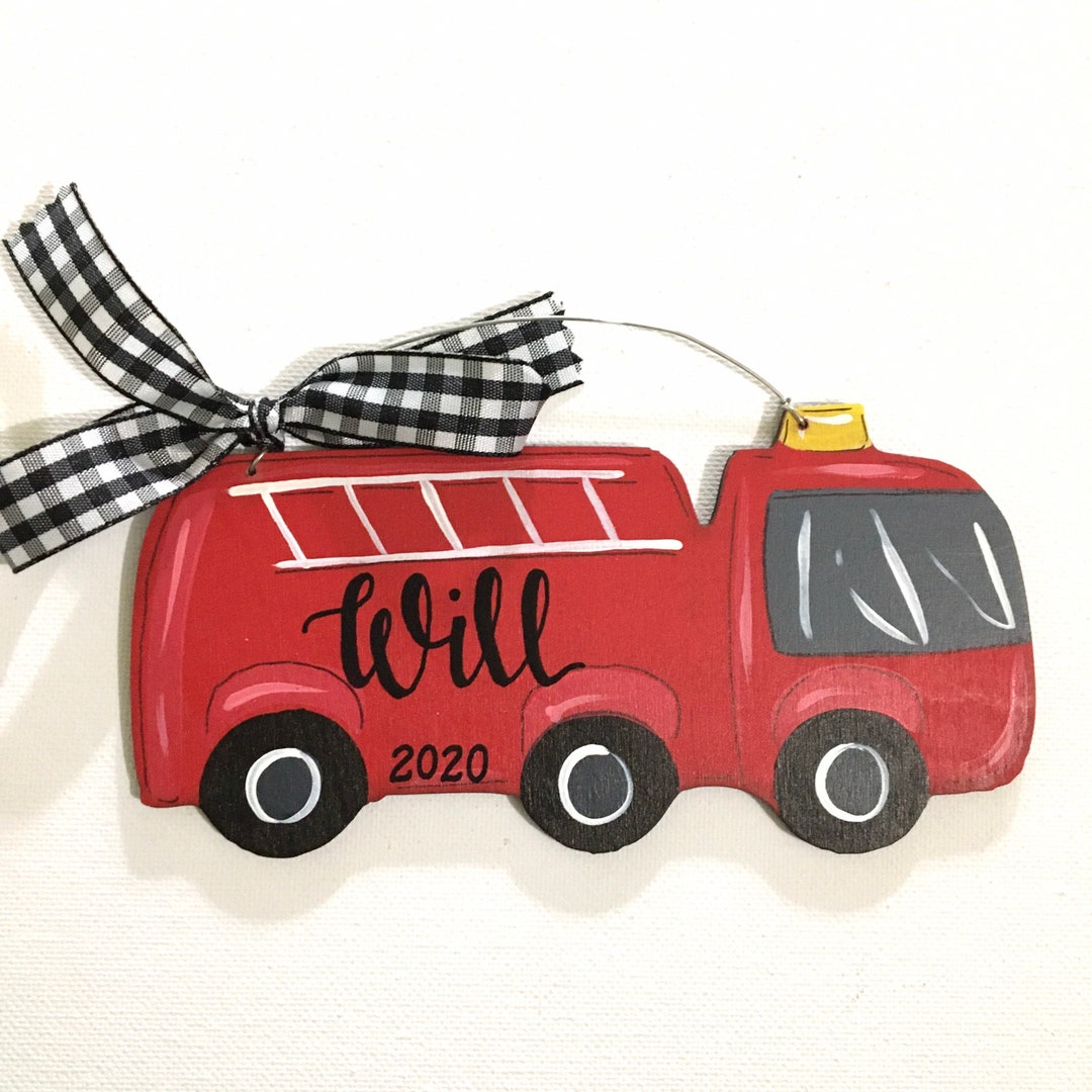 Fire Truck Christmas Ornament - Fireman Gift Ornament - Fire Fighter ...