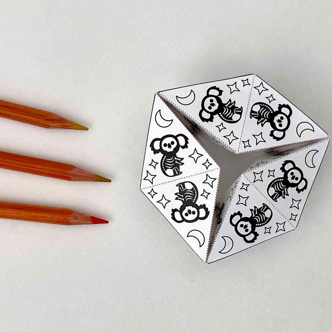 Printable Paper Toy • Skeleton Animals on a Starry Night • Coloring ...