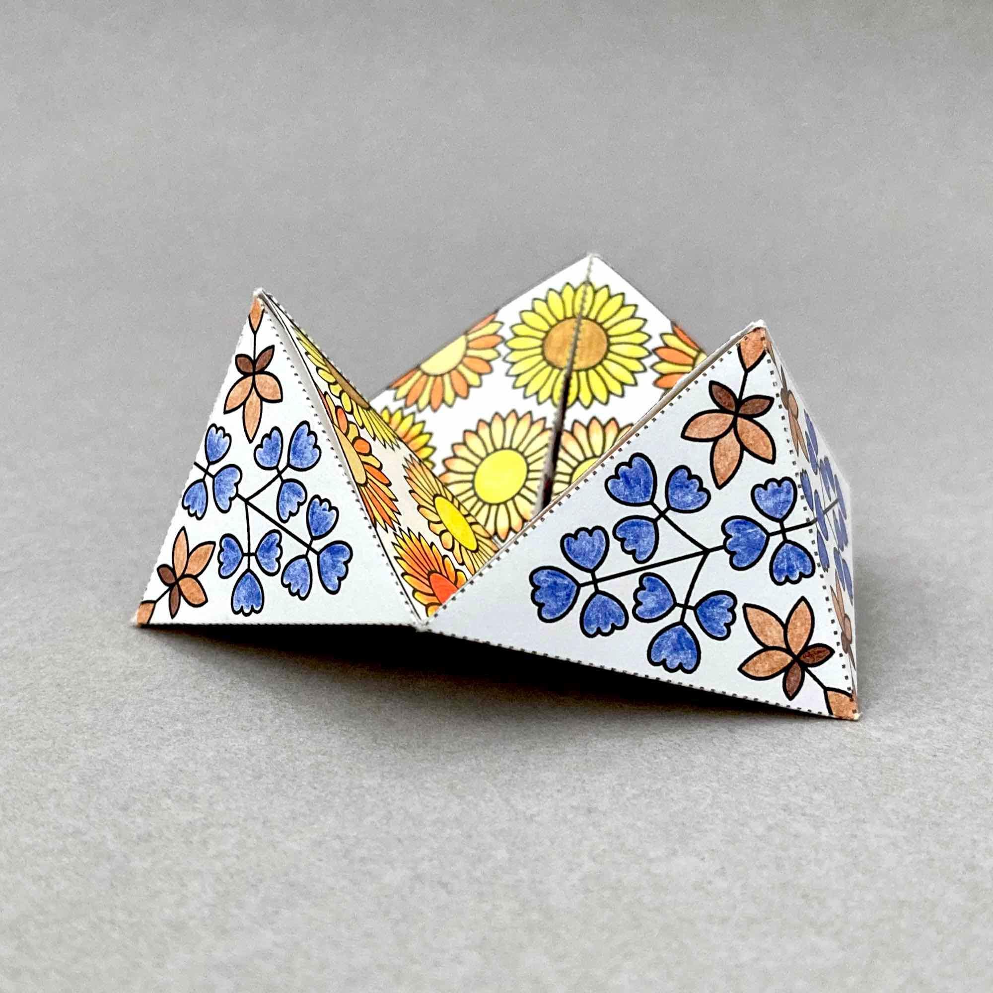 Printable Kaleidocycle Paper Toy • Geometric Flowers #3 • Coloring ...