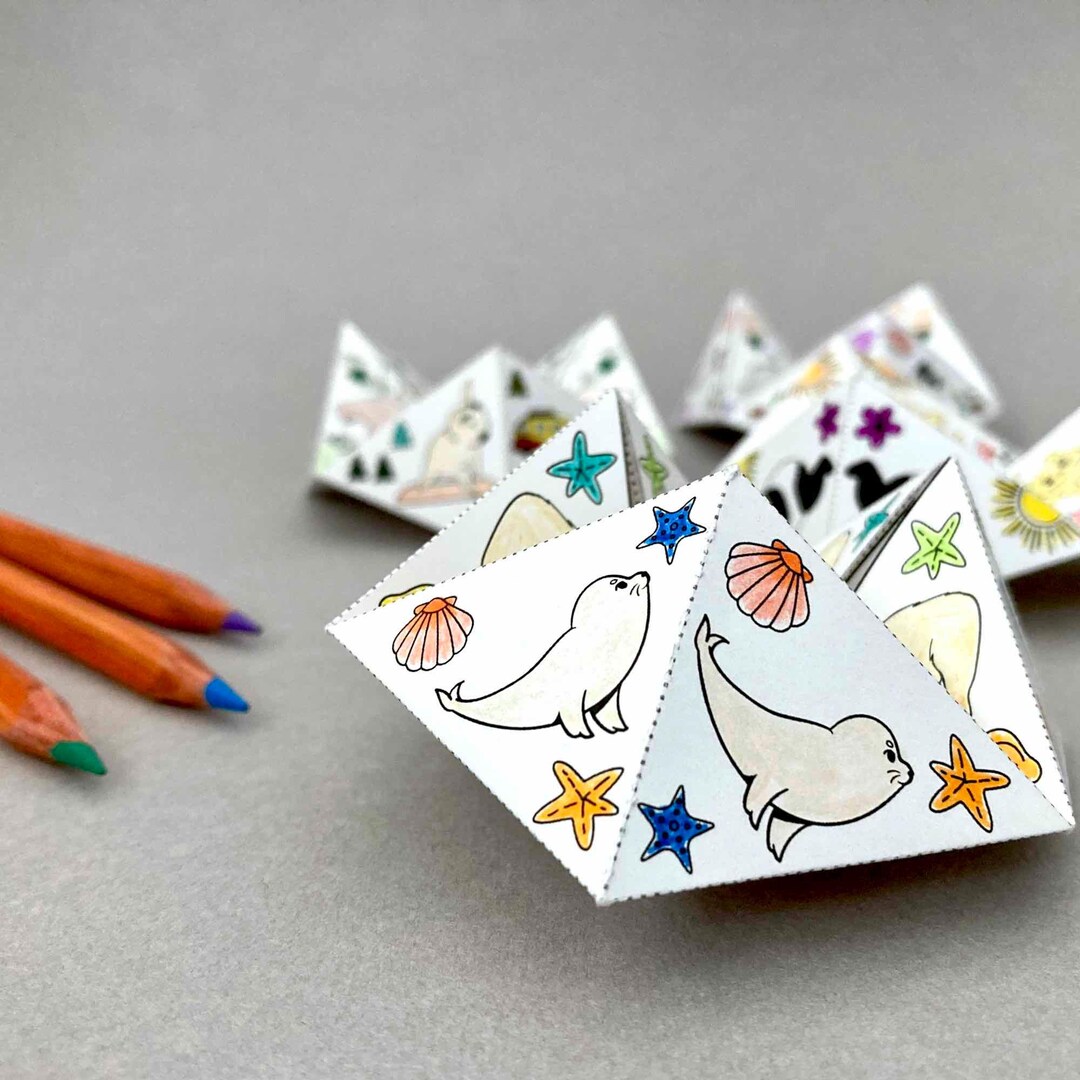 Printable Kaleidocycle Paper Toys, Yoga Animals Set of 4, Coloring ...