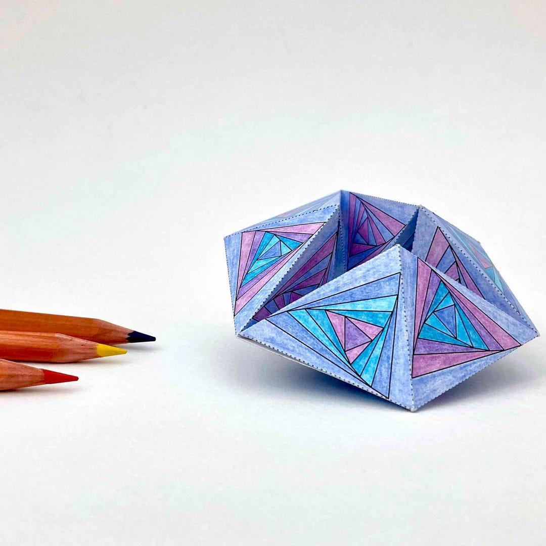 Printable Kaleidocycle Paper Toy, Whirling Triangles Geometric Pattern ...