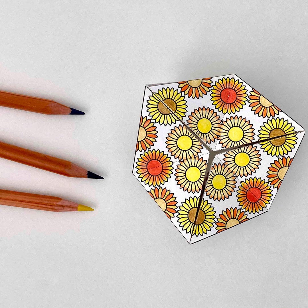 Printable Kaleidocycle Paper Toy • Geometric Flowers #3 • Coloring ...