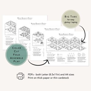 Printable Kaleidocycle Paper Toys, Seasonal Geometric Flowers Set of 4 ...
