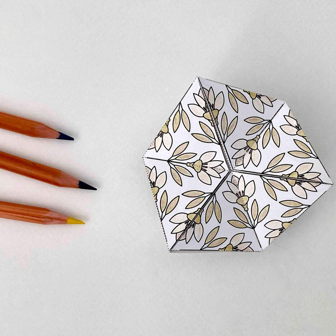 Printable Kaleidocycle Paper Toy • Winter Geometric Flowers • Coloring ...