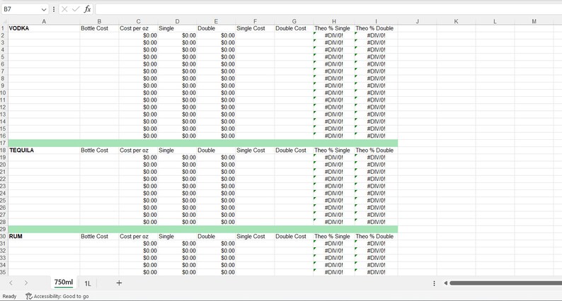 Liquor Cost Calculator, Single and Double Sizes, Adjustable, Restaurant ...