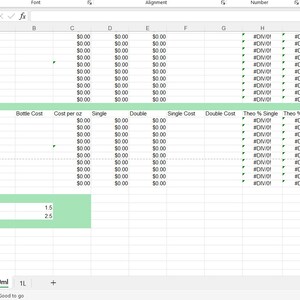 Liquor Cost Calculator, Single and Double Sizes, Adjustable, Restaurant ...