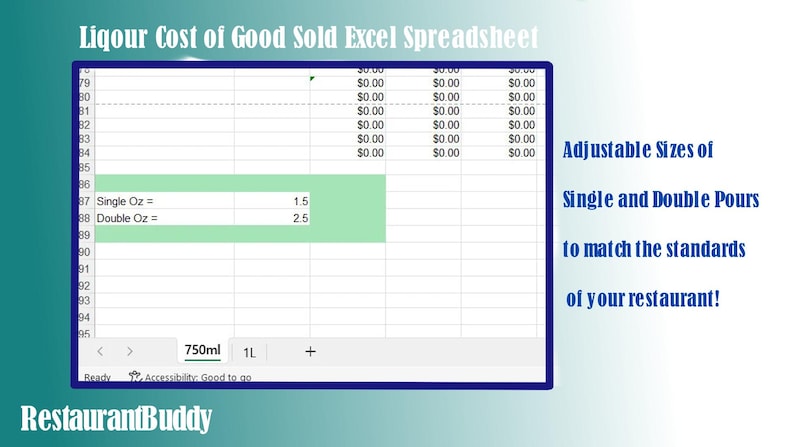 Liquor Cost Calculator, Single and Double Sizes, Adjustable, Restaurant ...