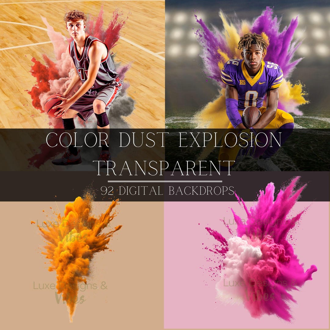 92 Color Dust Explosion PNG Digital Backdrops, School Color Photography ...