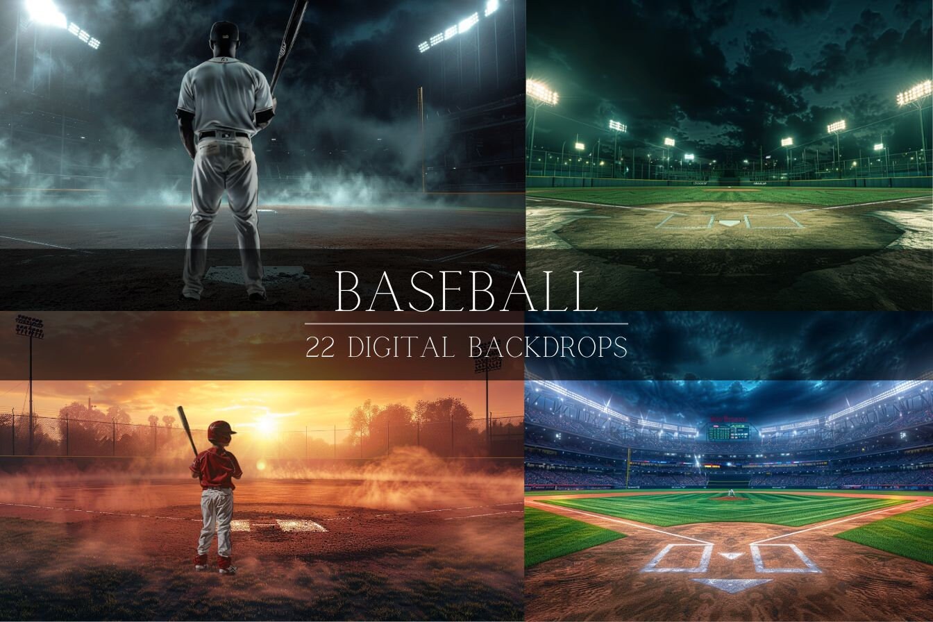 22 Baseball Digital Backdrops, Fog and Smoke Backgrounds, Baseball ...