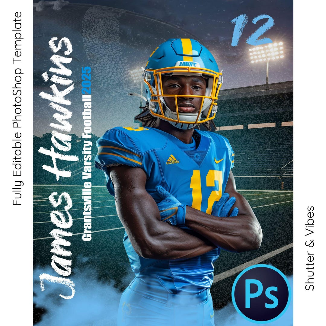 Football Poster Template: Senior Sports Banner, Digital Backdrop ...