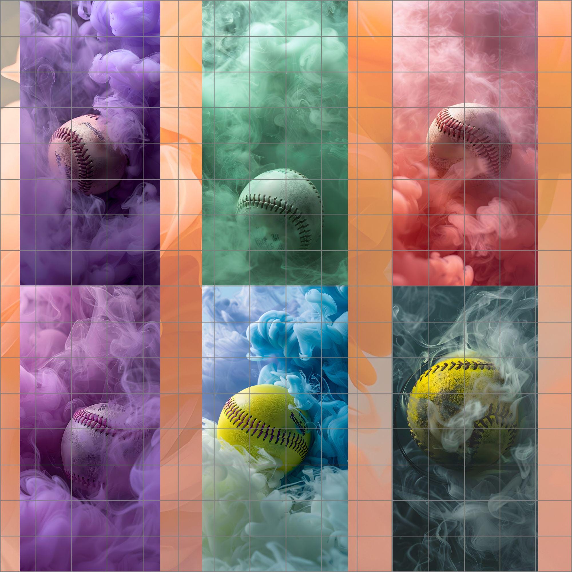 Softball Smoke Poster Backgrounds: 4K Sport Banner (digital Download ...