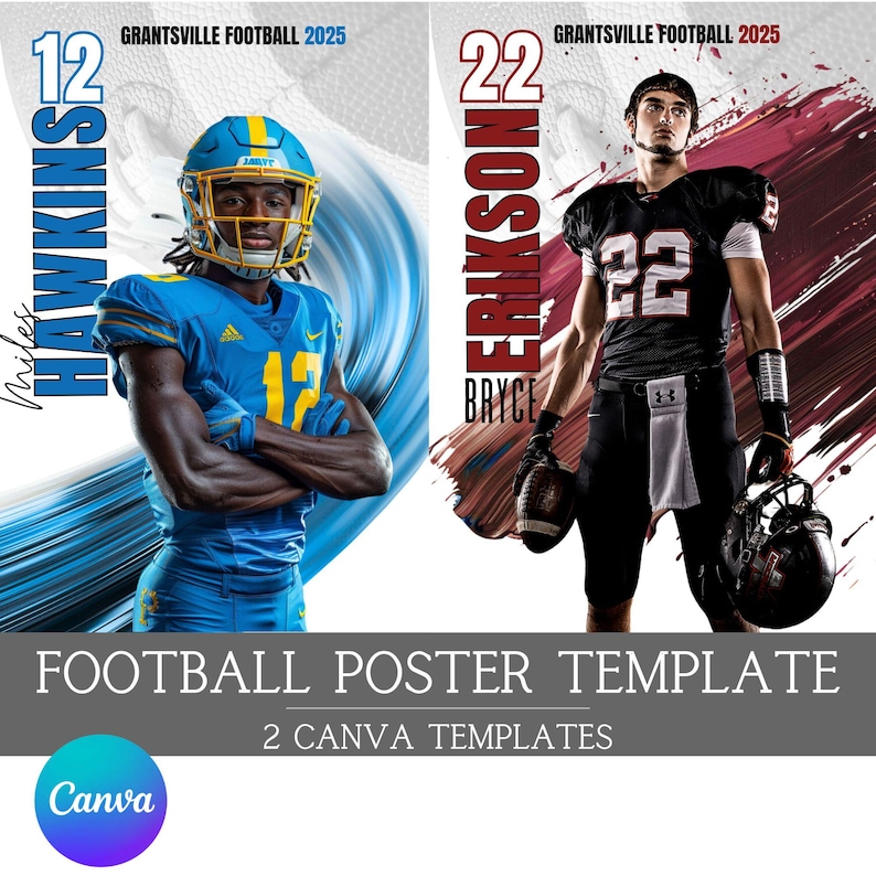 Football Poster Sports Background Canva Template Digital Backdrop for ...