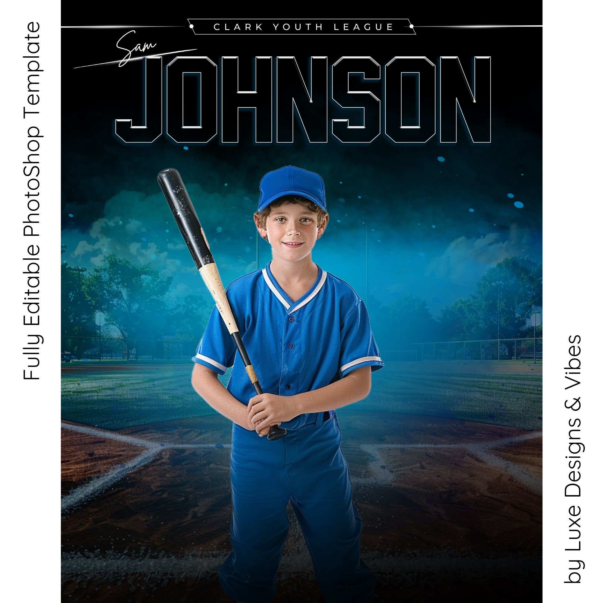 Photoshop Baseball Poster Template: Youth Sports Banner (digital ...