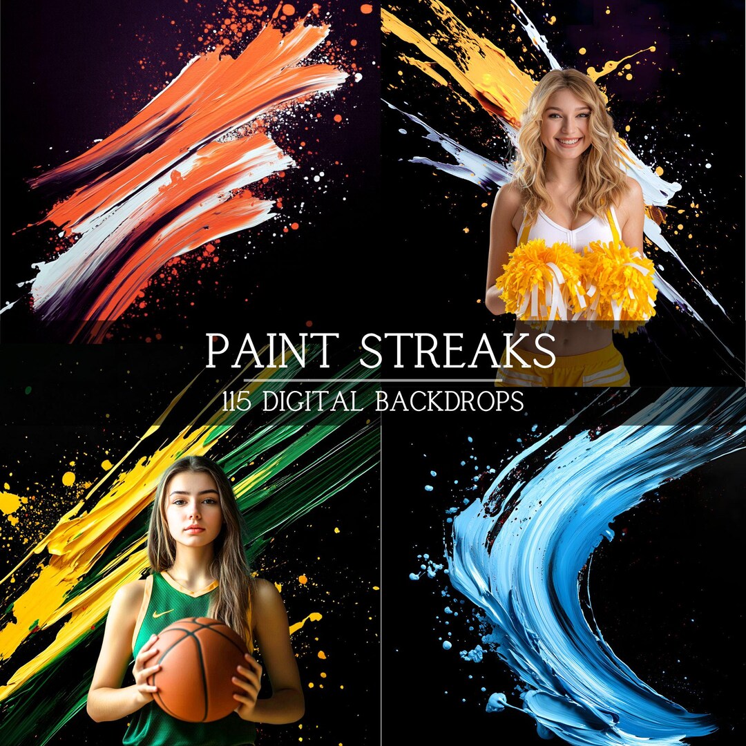Paint Streak Digital Backdrops: School Sports Posters (digital Download ...