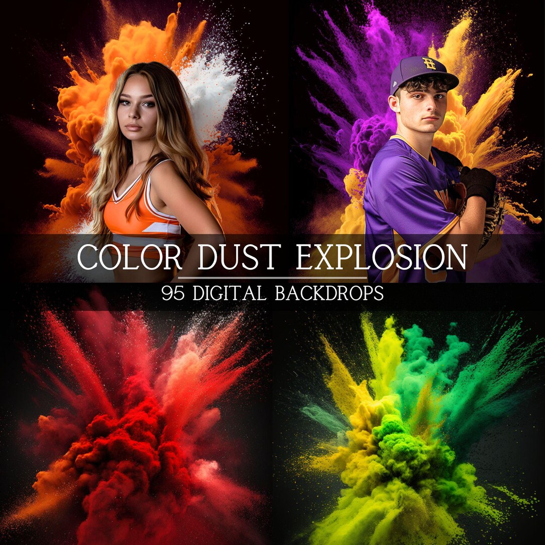 Color Dust Explosion Digital Backdrops: Sports Photography, School ...