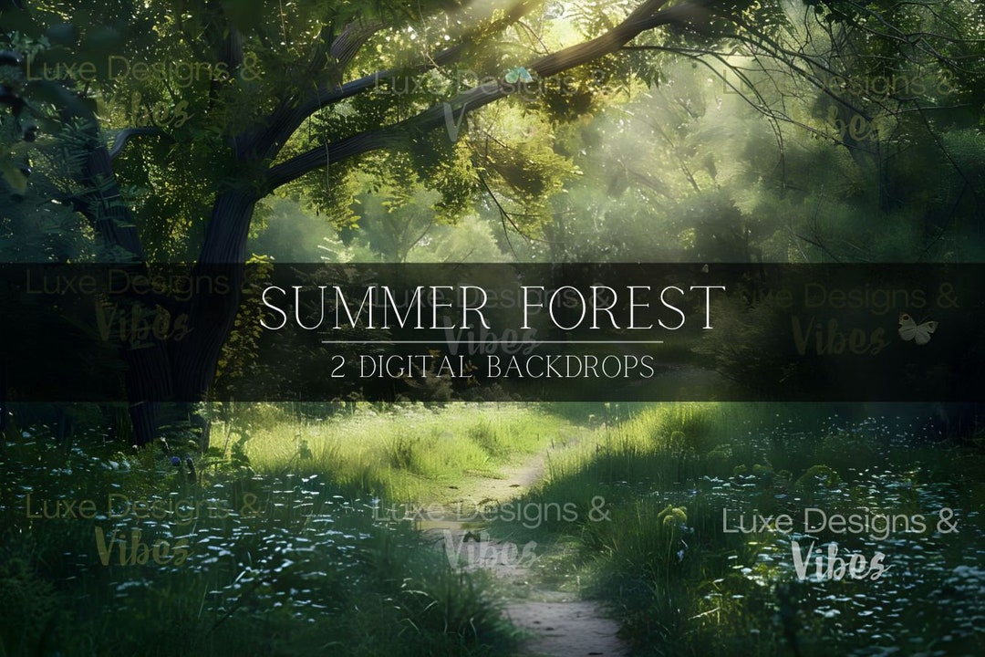 2 Summer Forest Digital Backdrops Spring Prints for Photo Background ...