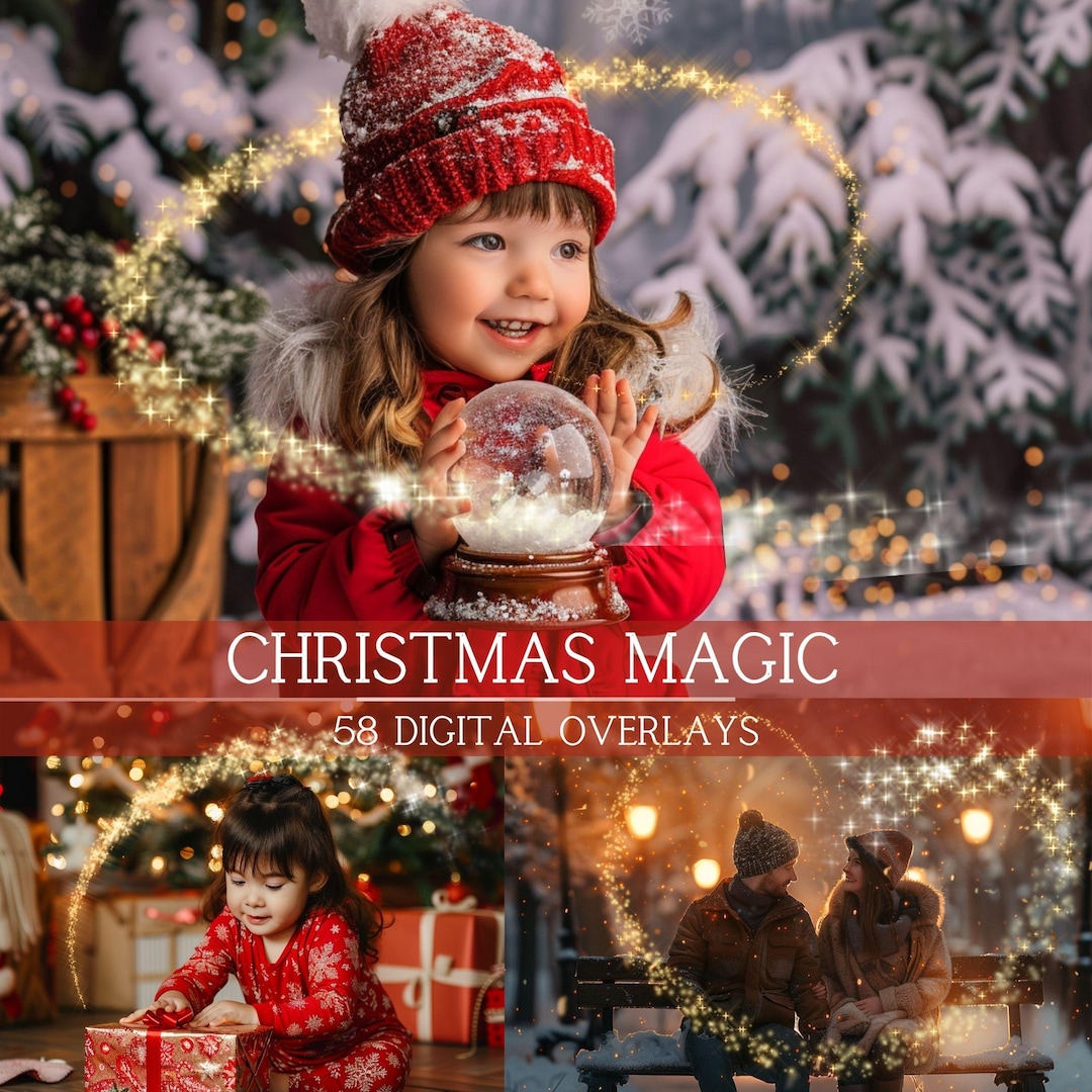 58 Stardust Christmas Photo Overlays: Magic Sparkle Effects (PNG, JPG ...