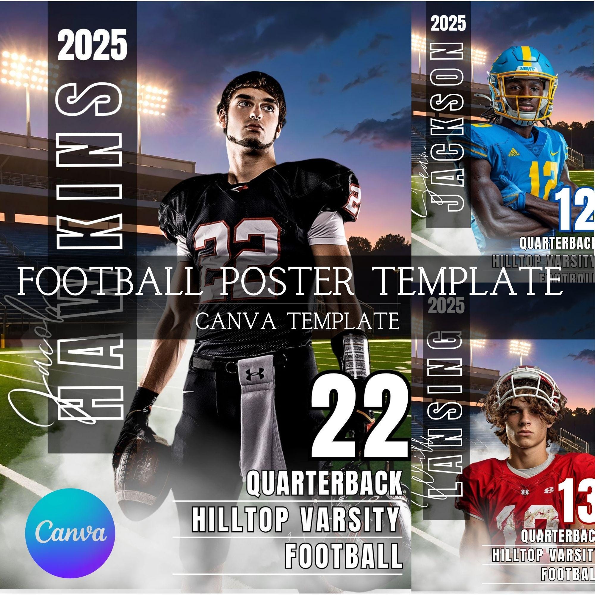 Football Poster Canva Template | Sports Background & Digital Backdrop ...