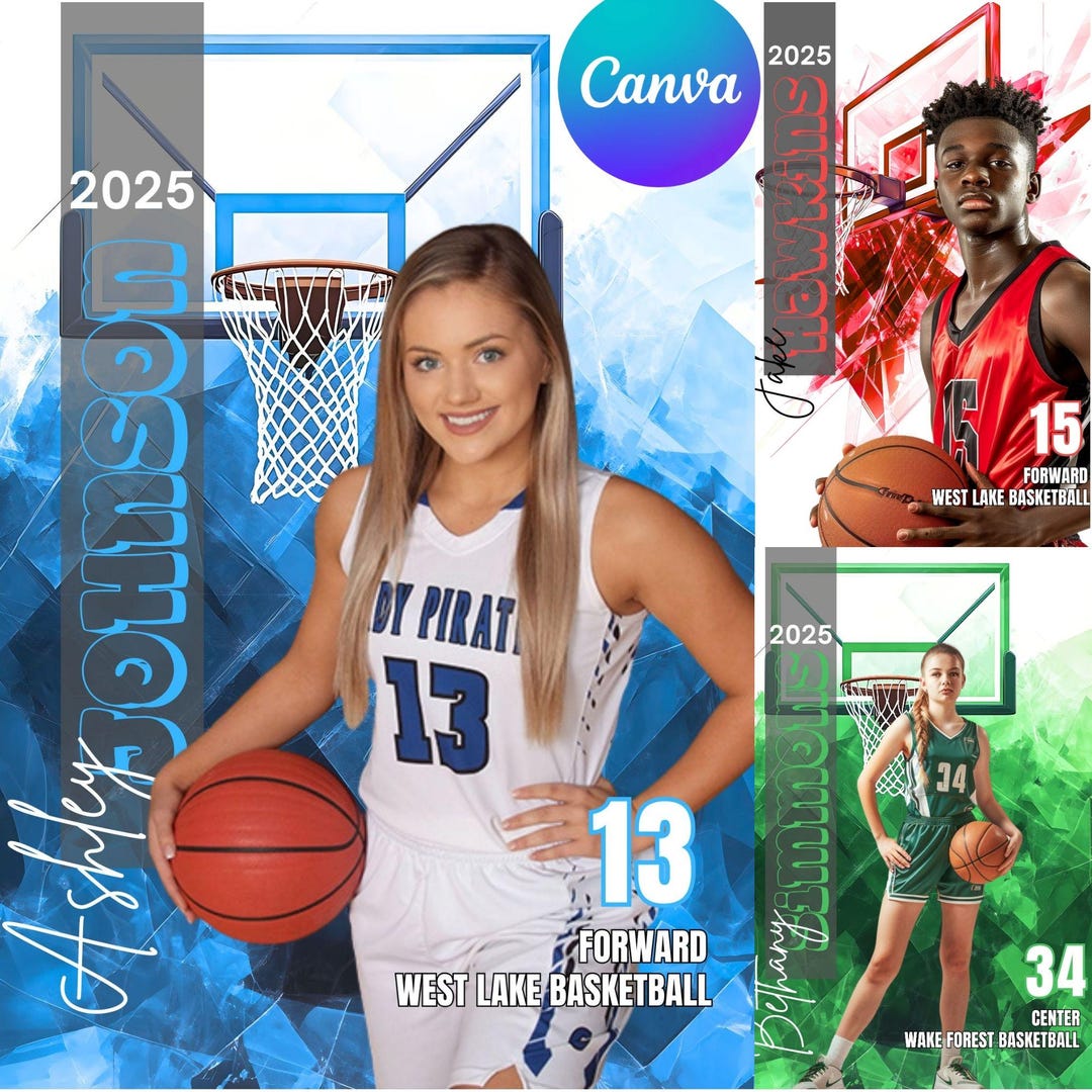 Basketball Poster Canva Template: Customizable Sports Graphics (digital ...