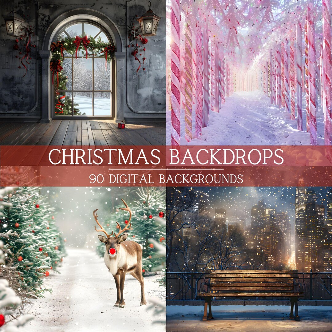 90 Christmas Digital Backdrops: Festive Holiday Photo Backgrounds ...