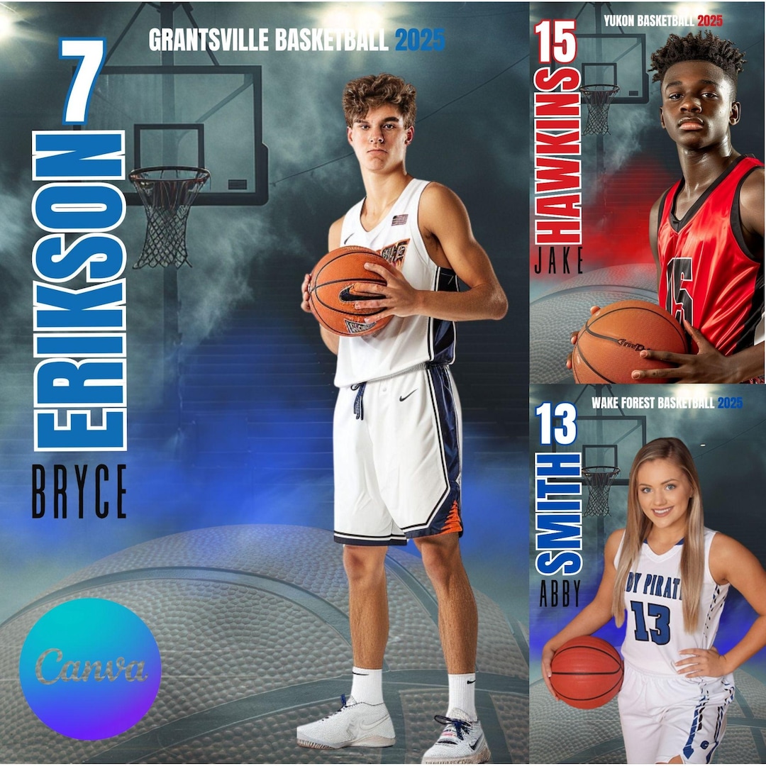 Basketball Poster Canva Template: Senior Sports Backdrop (digital) - Etsy