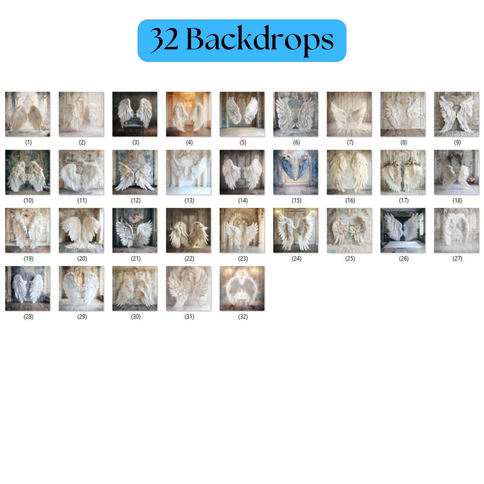 Angel Wings Digital Backdrops: Photoshop Textures & Overlays (32 JPG ...