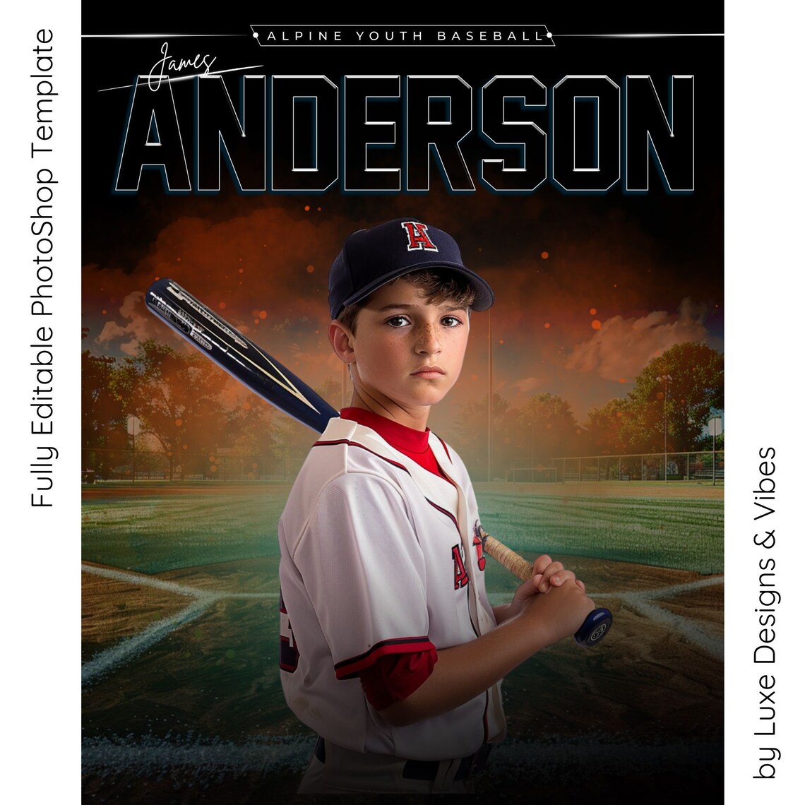 Photoshop Baseball Poster Template, Digital Sports Background Baseball ...