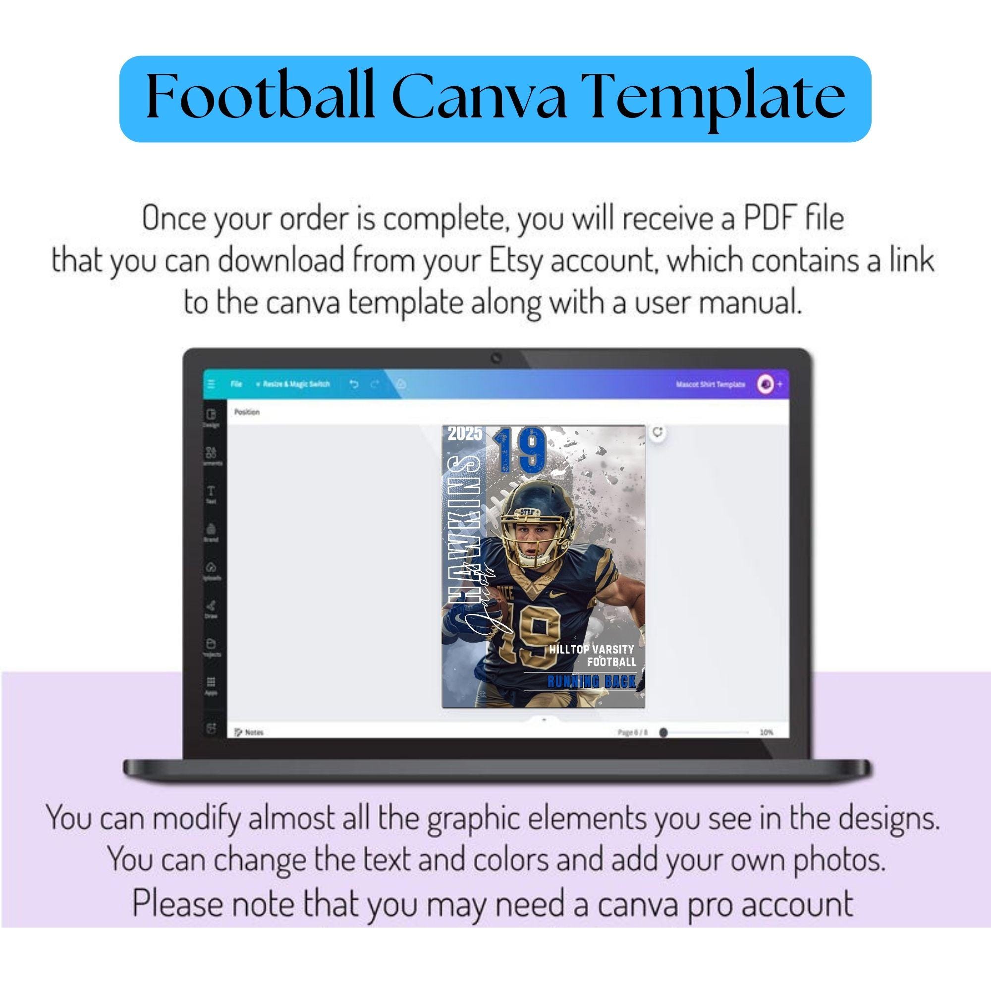 Football Poster Canva Template: Senior Sports, Memory Mate (digital ...