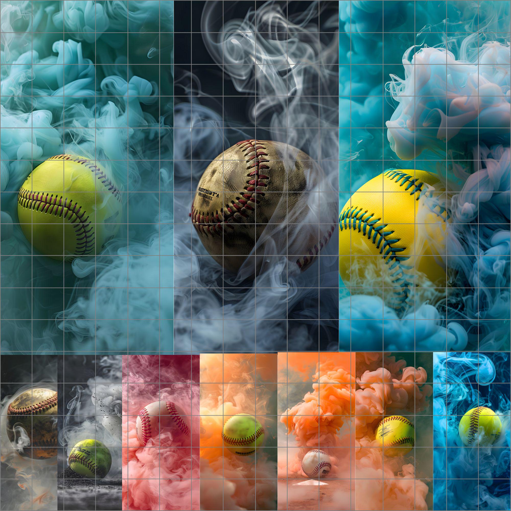 Softball Smoke Poster Backgrounds: 4K Sport Banner (digital Download ...