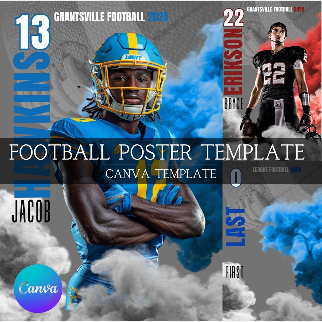 Football Poster Canva Template Sports Background & Digital Backdrop for ...