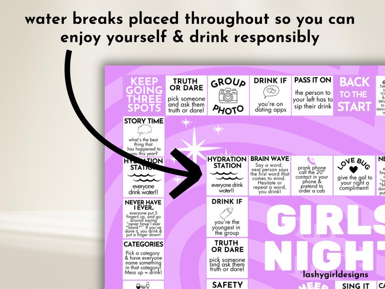 Girls Night Games Printable Drinking Game Board Game Custom Party ...