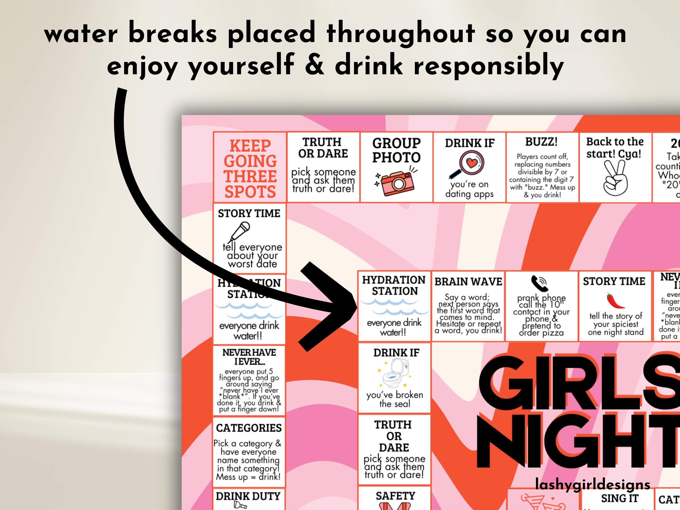 Girls Night Drinking Board Game Printable Girls Night Games Night DIY ...