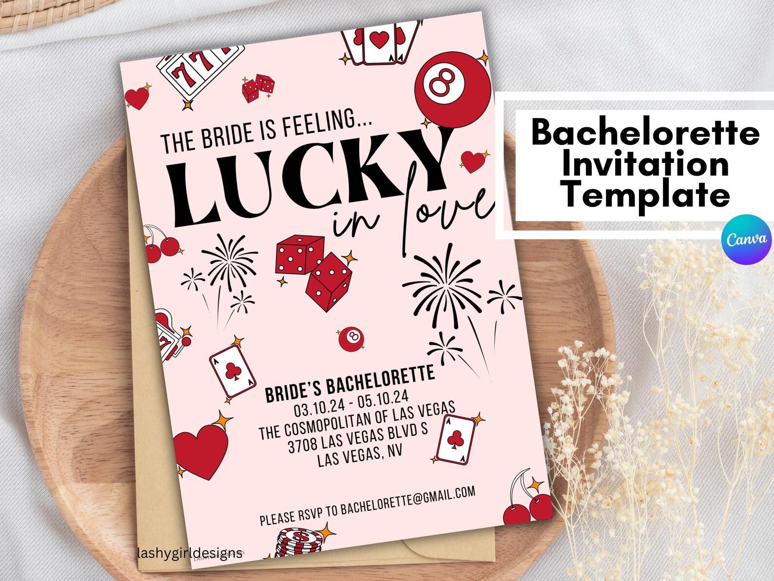 Vegas Bachelorette Invitation Template Invite Casino Bachelorette Vegas ...