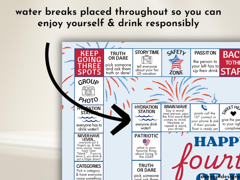 Drinking Board Game 4th of July Template Girls Night Board Game Fun ...