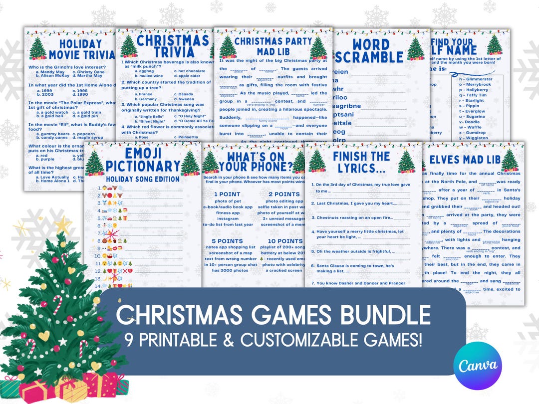 Christmas Party Game Printable Christmas Family Games Christmas Trivia ...
