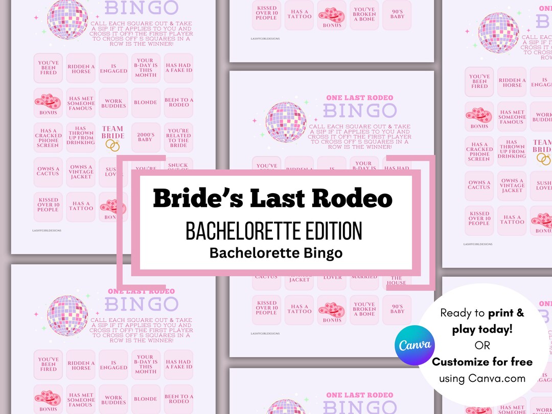 Last Rodeo Bachelorette Game Printables Drinking Game Card Bride's Last ...