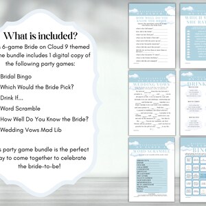 On Cloud Nine Bachelorette Game Printables Theme Cloud 9 Bachelorette Party Ideas Bridal Shower ...