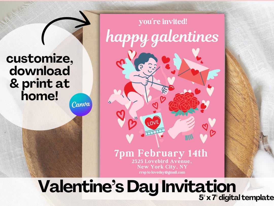 Valentines Day Invitation Template for Galentines Party Invitation ...