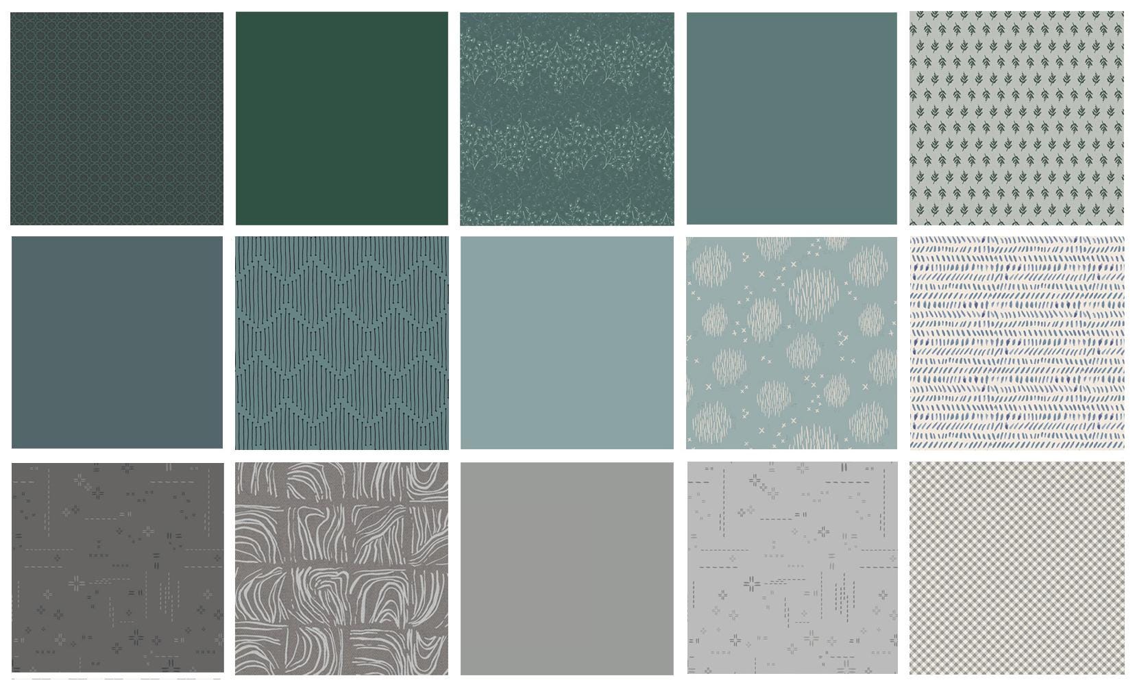 Cool as a Cucumber Curated Bundle | Blue Green Gray Fabrics | Various ...